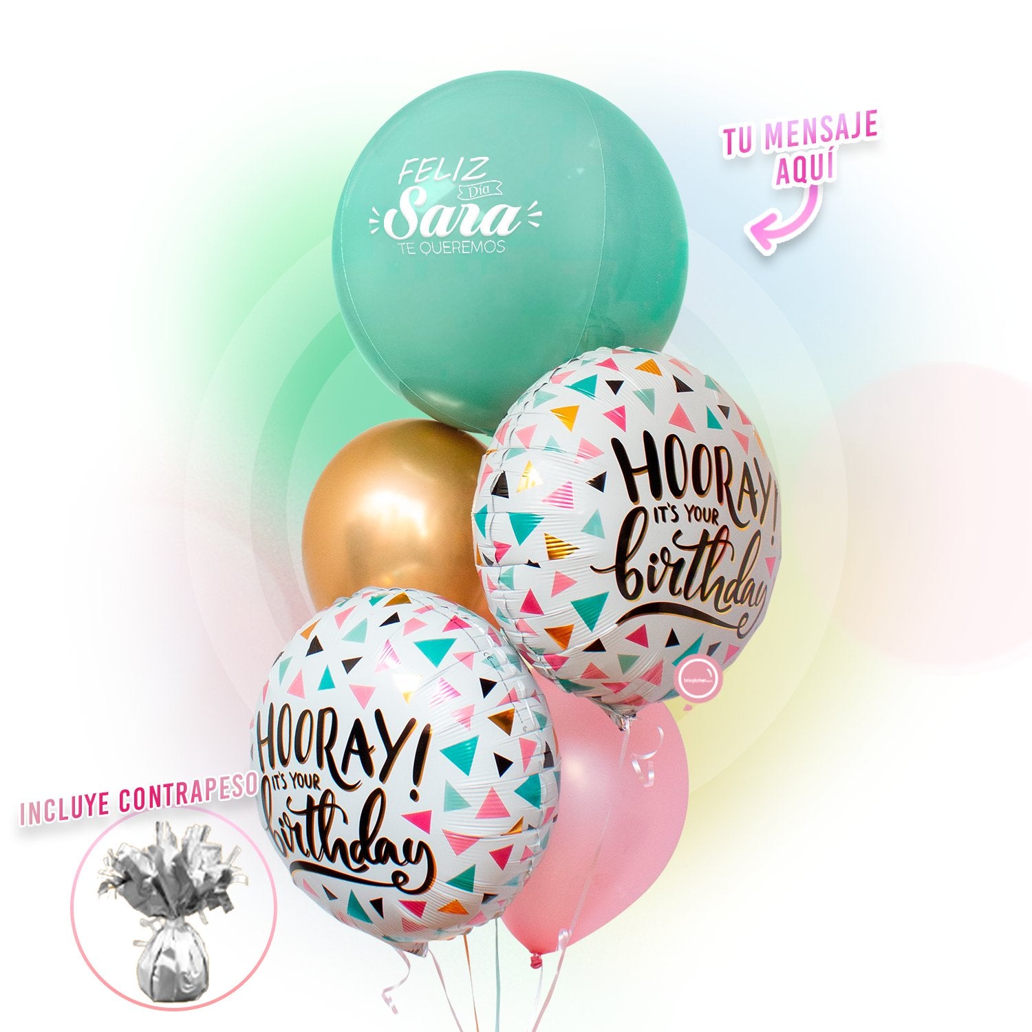 Colección de Globos Inflados con Helio - Hooray! It's Your Birthday