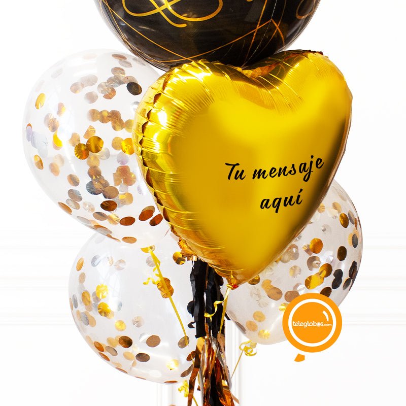 Bunch de globos con helio Orbz HB, Confetti y Personalizado